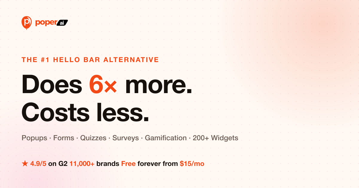Best Hello Bar Alternative in 2026 (Free Plan) | Poper