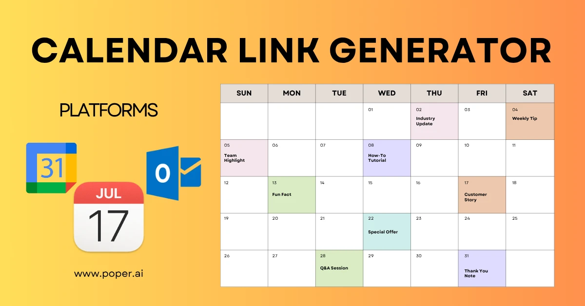 Calendar Link Generator - Poper